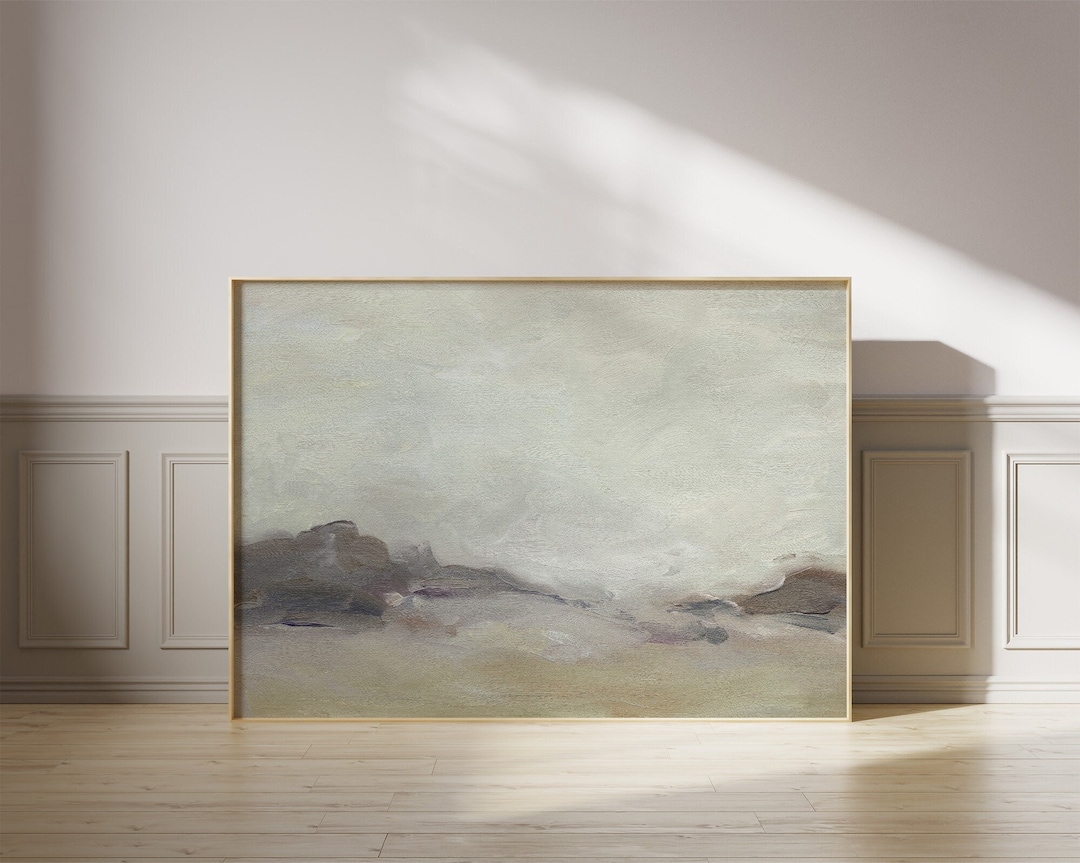 Neutral Abstract Landscape - Printable Oil Painting - Calm Wall Decor ...