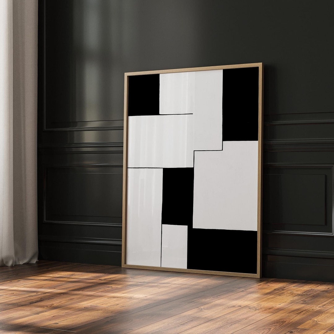 Minimalist Abstract Hard-edge Painting - Modern Black and White ...