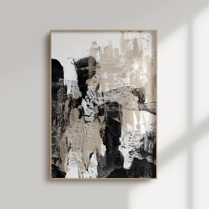 Set of 2 Modern Abstract Paintings - Japandi Black and Beige Printable ...