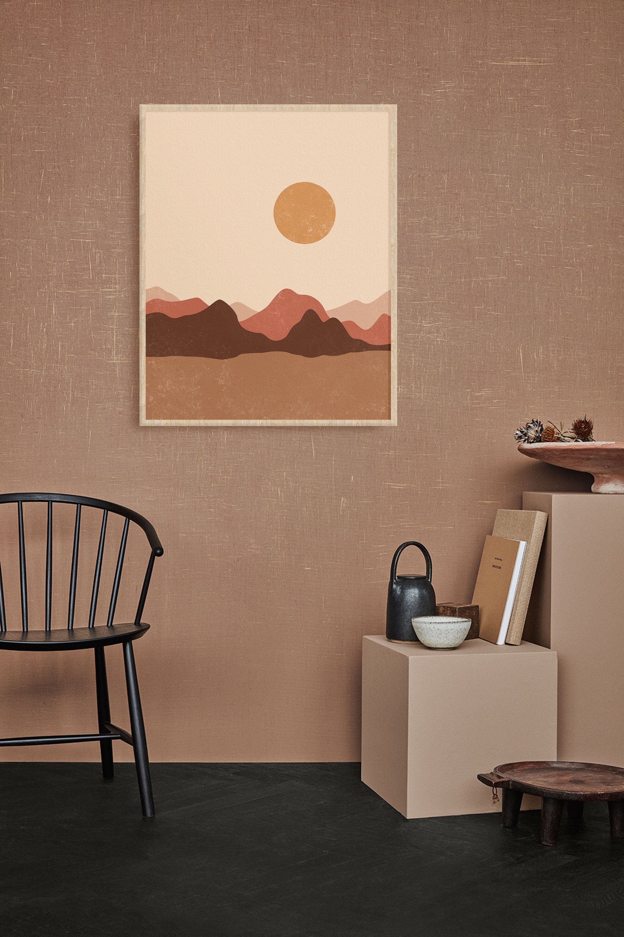 Abstract Desert Landscape Burnt Orange Mountains Art Print - Etsy