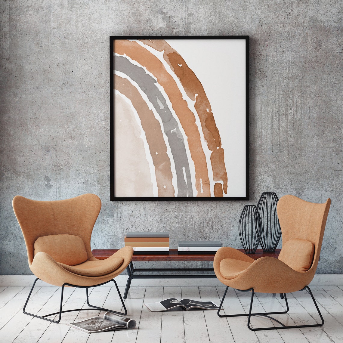 Boho Rainbow Wall Art Abstract Rainbow Print Terracotta | Etsy