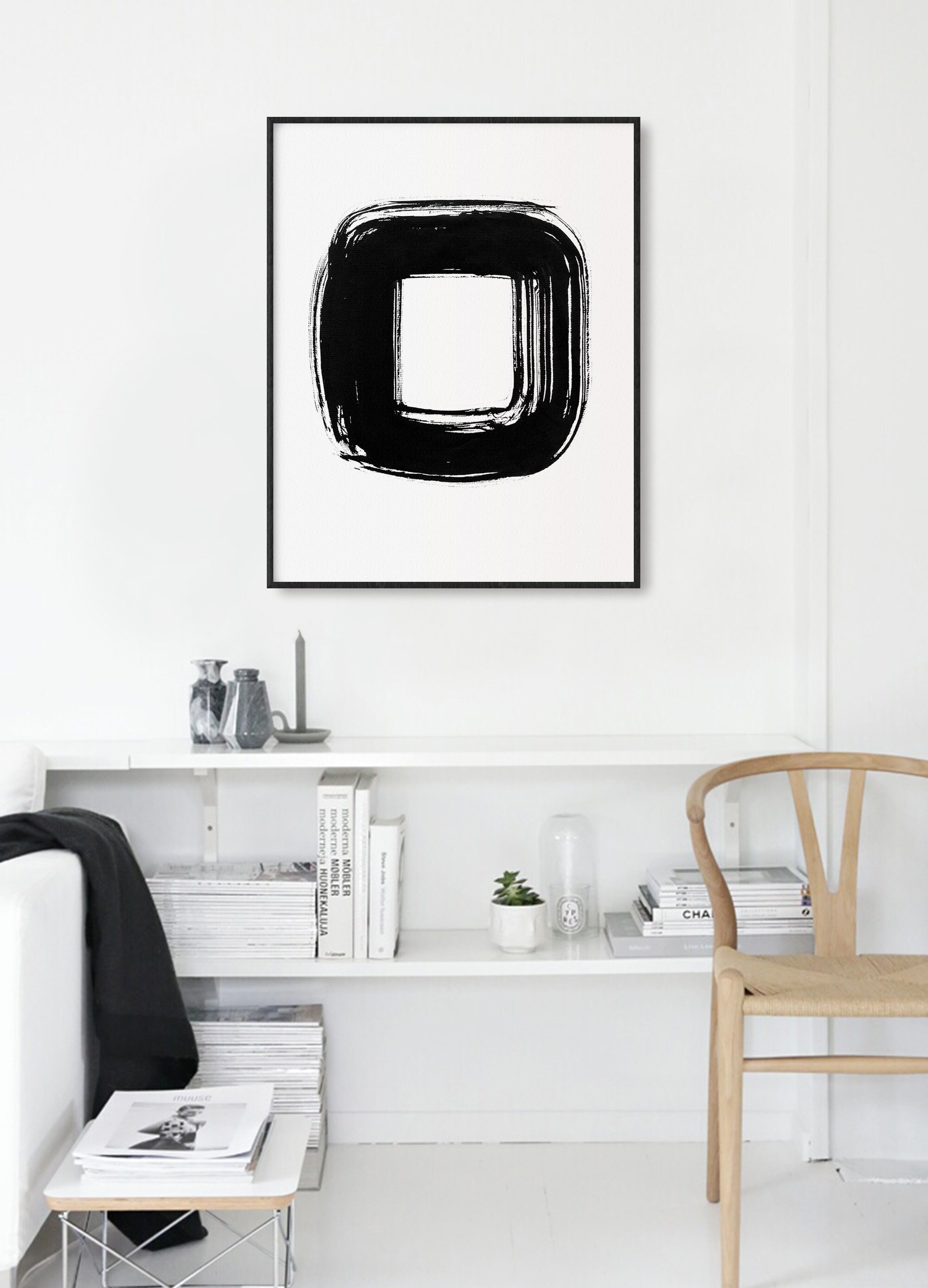 Abstract Black and White Brush Stroke Painting Contemporary - Etsy