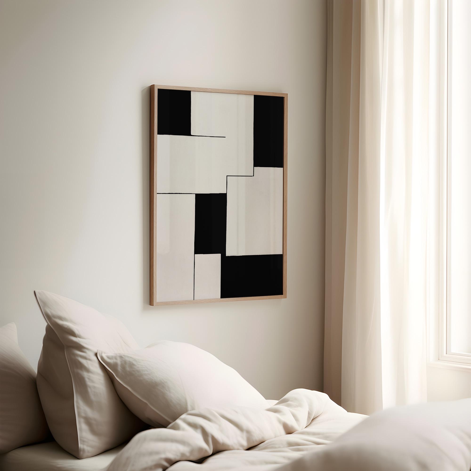 Minimalist Abstract Hard-edge Painting - Modern Black and White ...