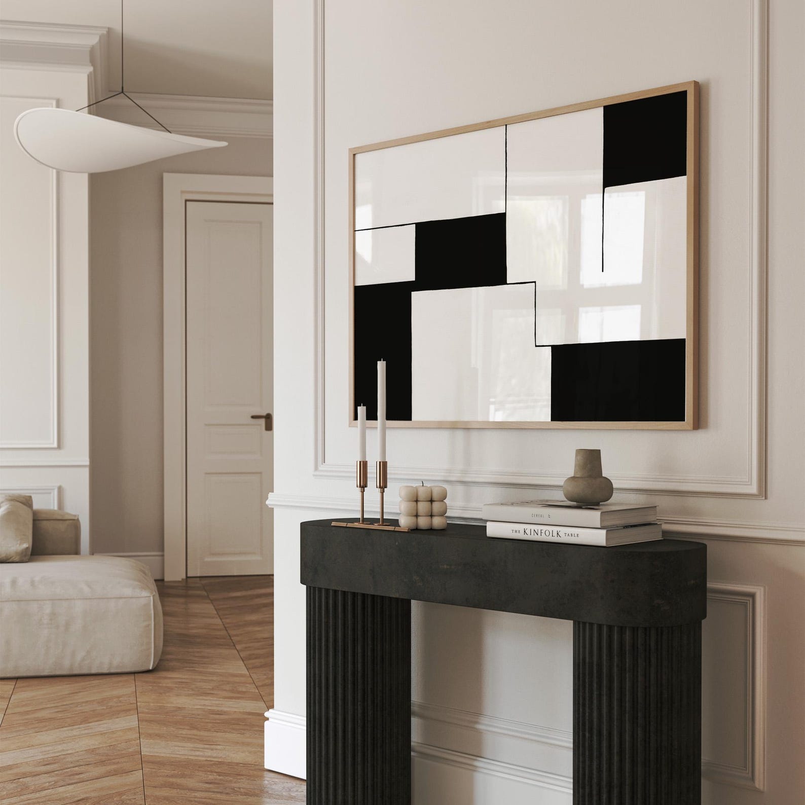 Minimalist Abstract Hard-edge Painting - Modern Black and White ...