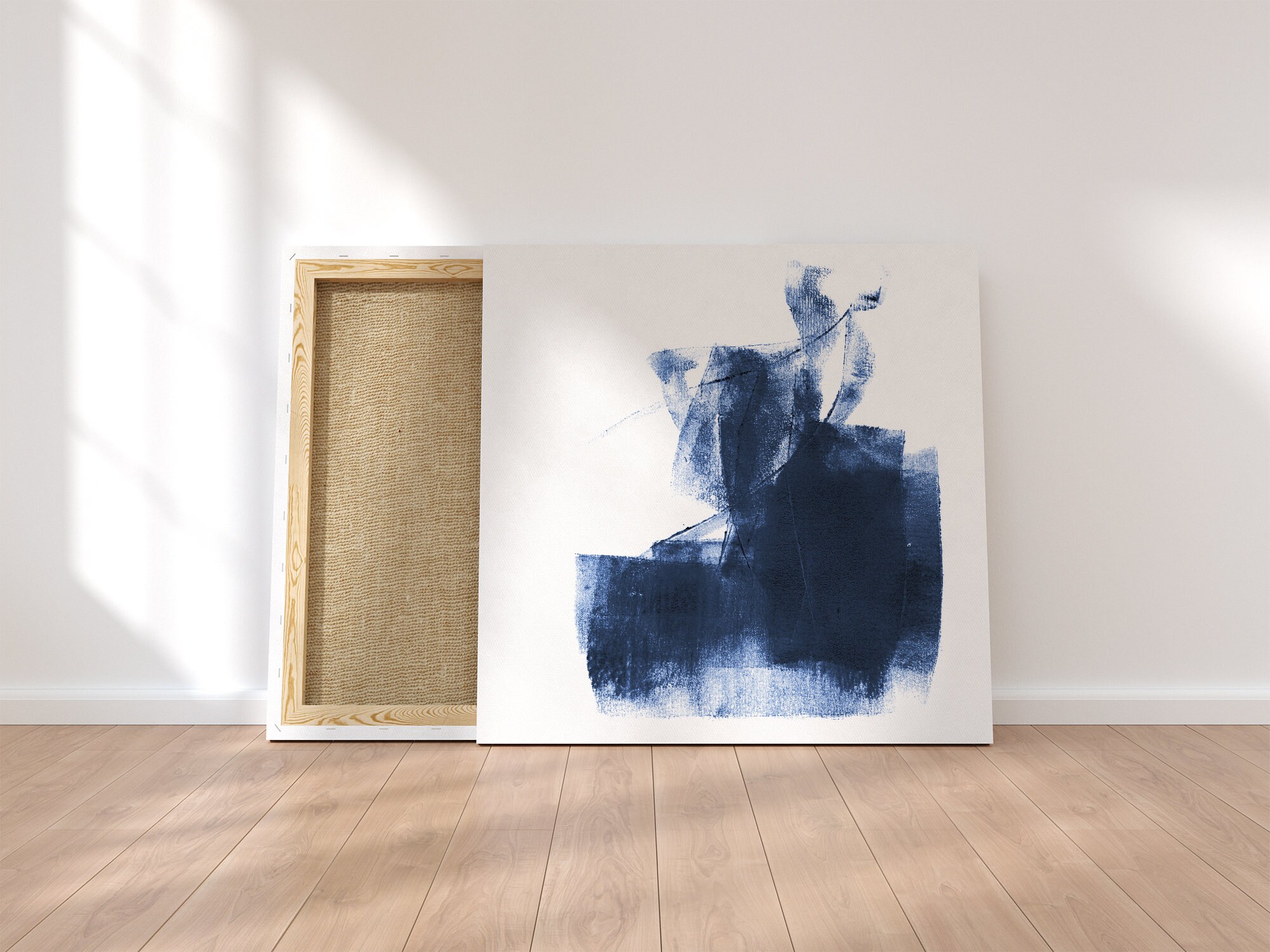 Navy Blue Abstract Art Set of 4 Prints Modern Scandinavian | Etsy