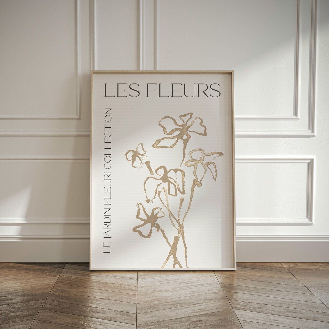 Les Fleurs - Golden Beige Flower Art - French Aesthetic Exhibition ...