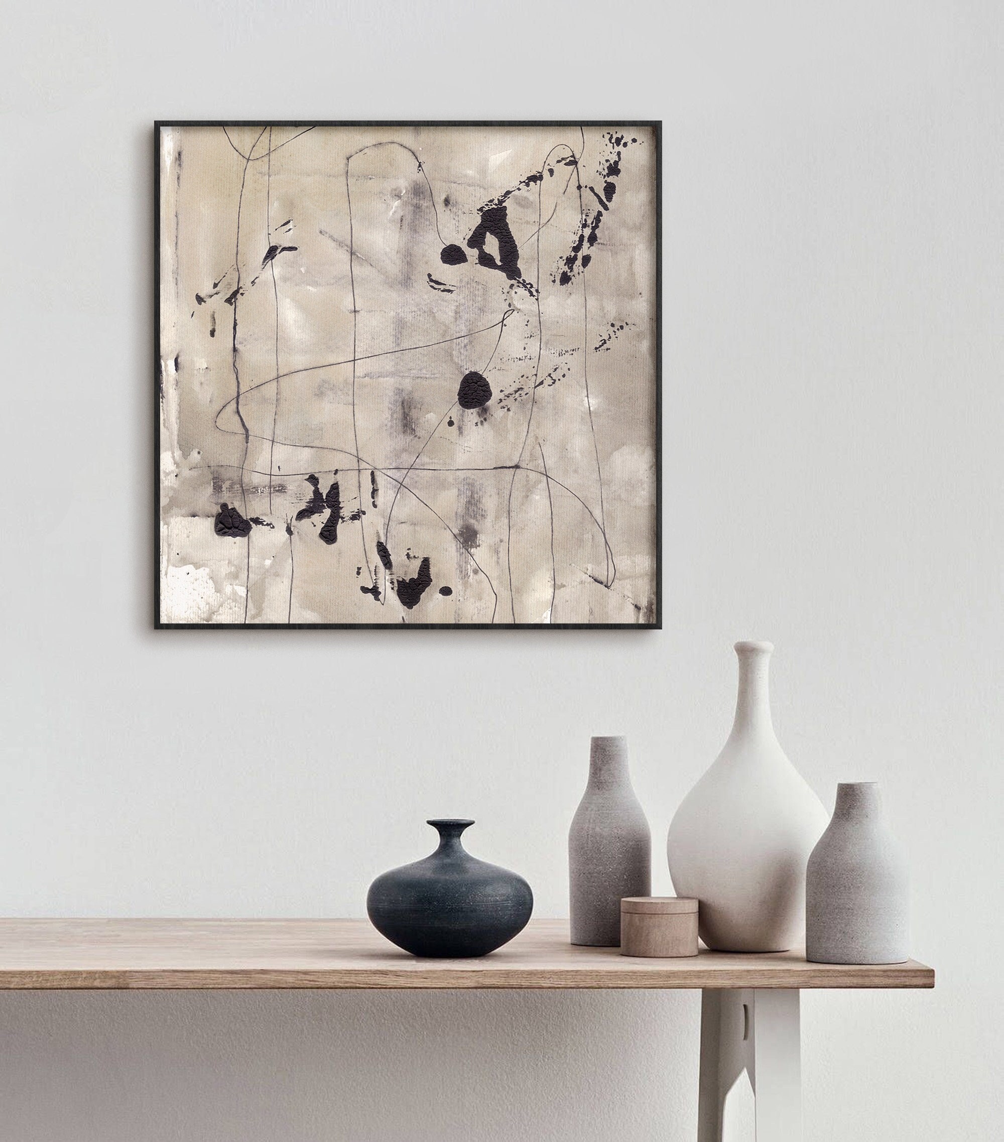 Beige and Black Abstract Art Print Neutral Color Minimalist - Etsy