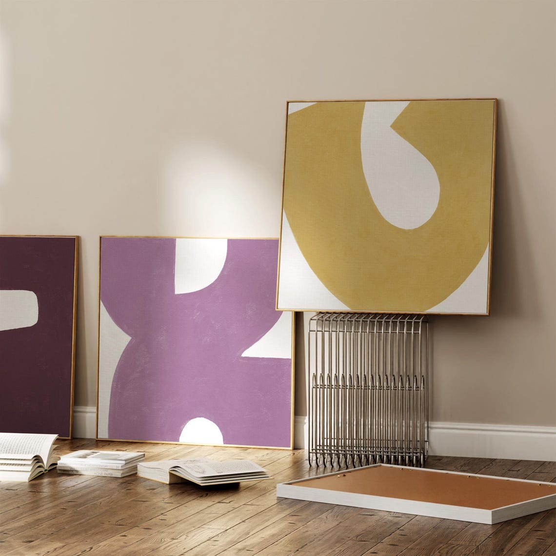Set of 4 Bold Color Square Prints - Modern Printable Wall Art - Simple ...