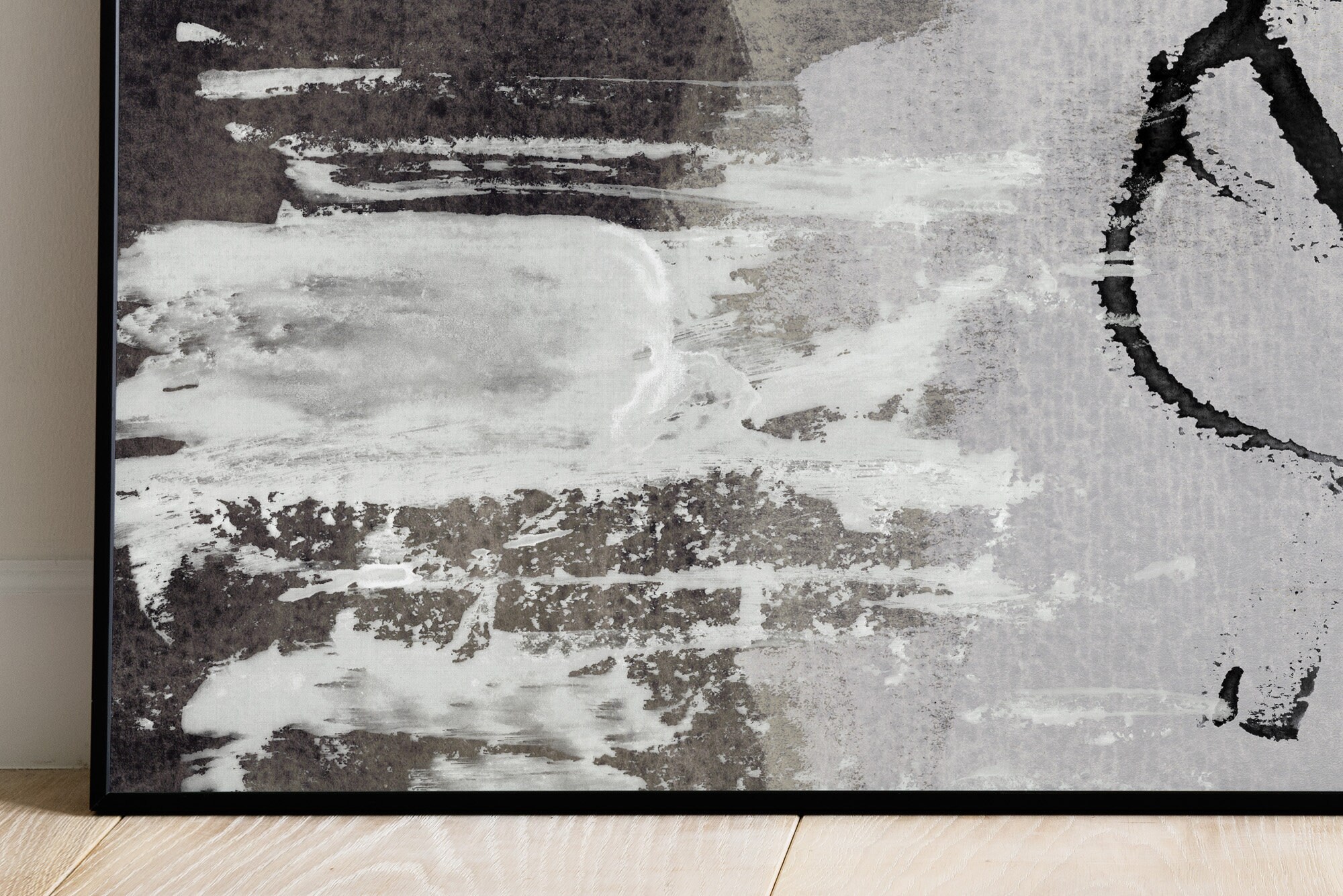 Moderne skandinavische Abstrakte Malerei schwarz weiß und | Etsy