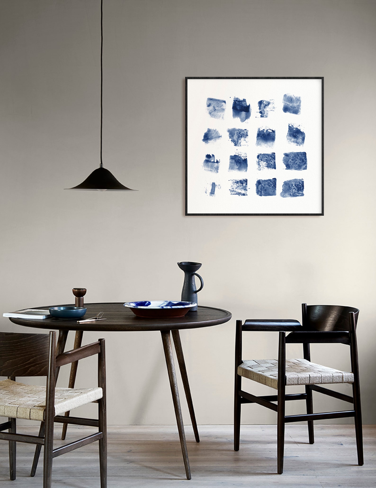 Set of 3 Navy Blue Square Watercolor Prints Abstract - Etsy