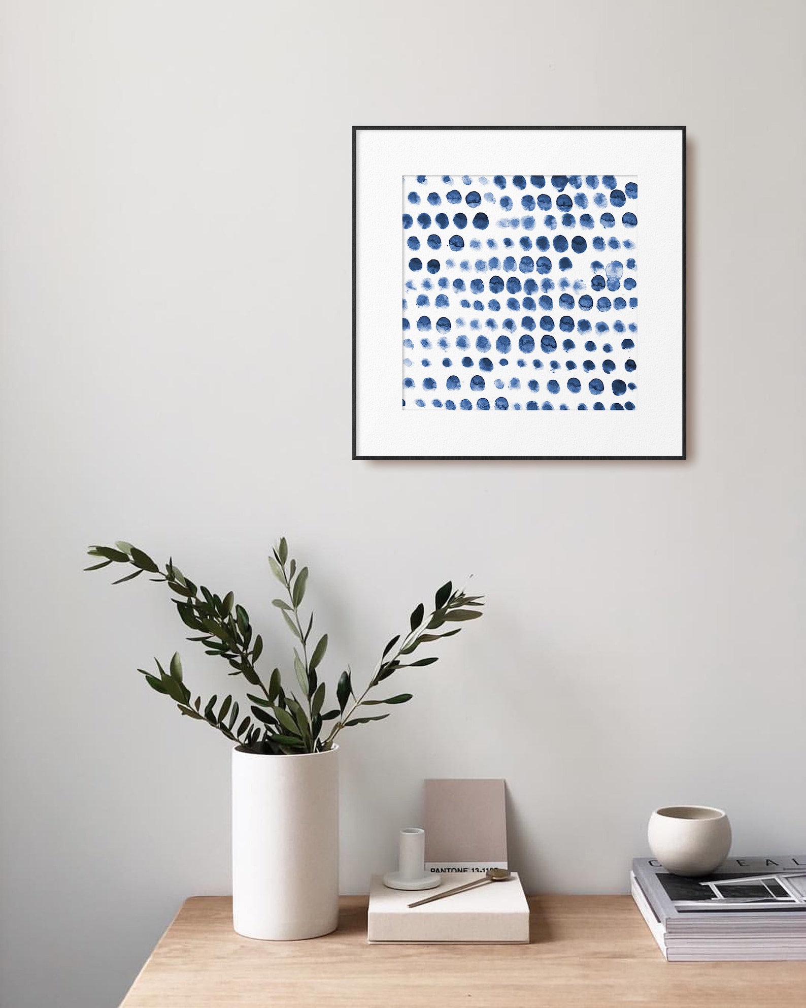 Set of 3 Navy Blue Square Watercolor Prints Abstract - Etsy