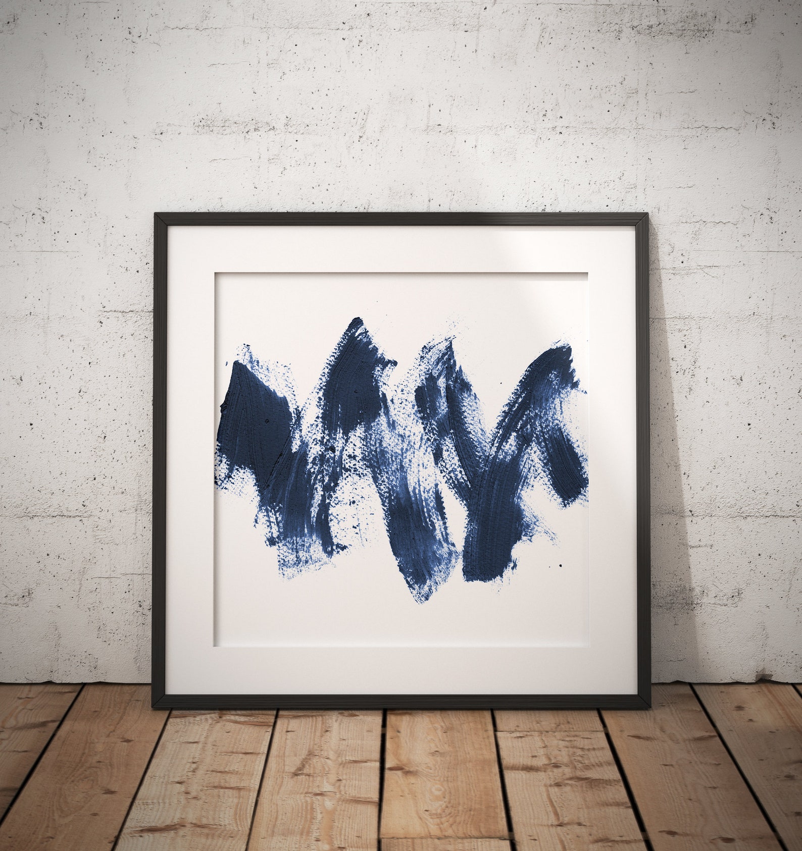 Navy Blue Abstract Art Set of 4 Prints Modern Scandinavian | Etsy
