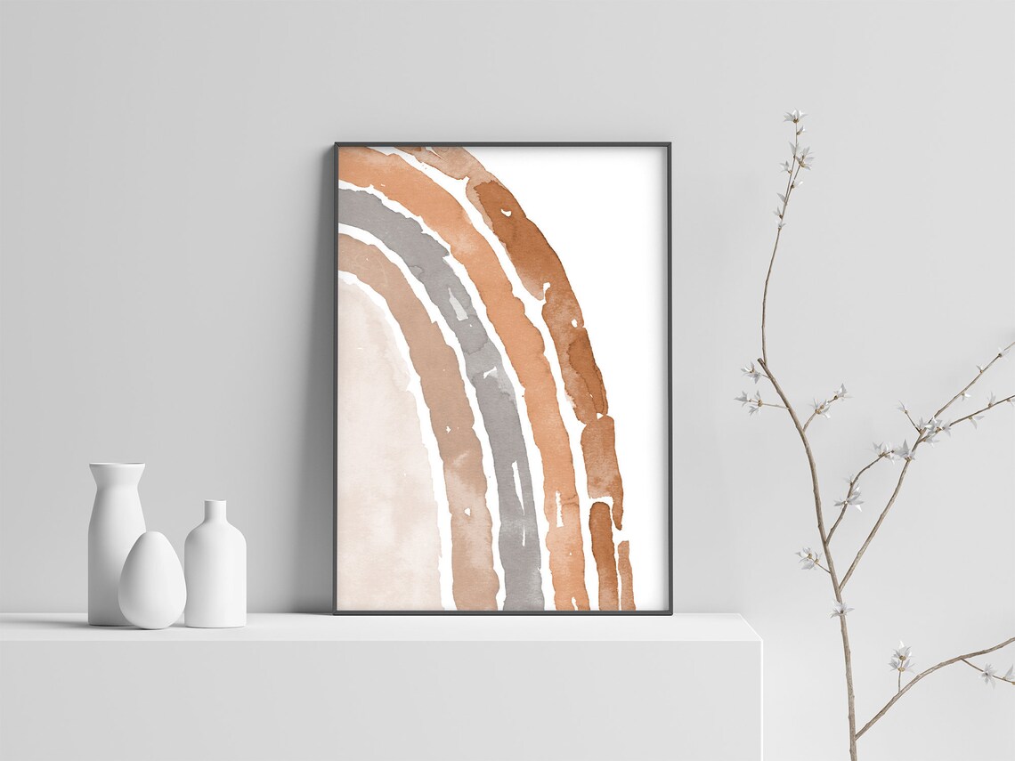 Boho Rainbow Wall Art Abstract Rainbow Print Terracotta | Etsy