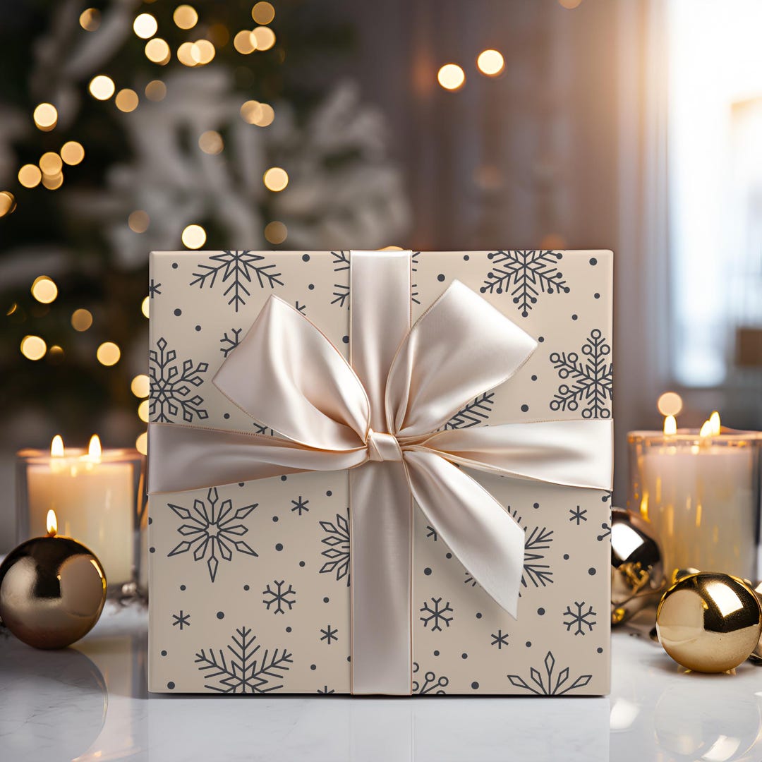 Snowflake Wrapping Paper, Winter Gift Wrap, Eco-friendly Holiday Paper ...