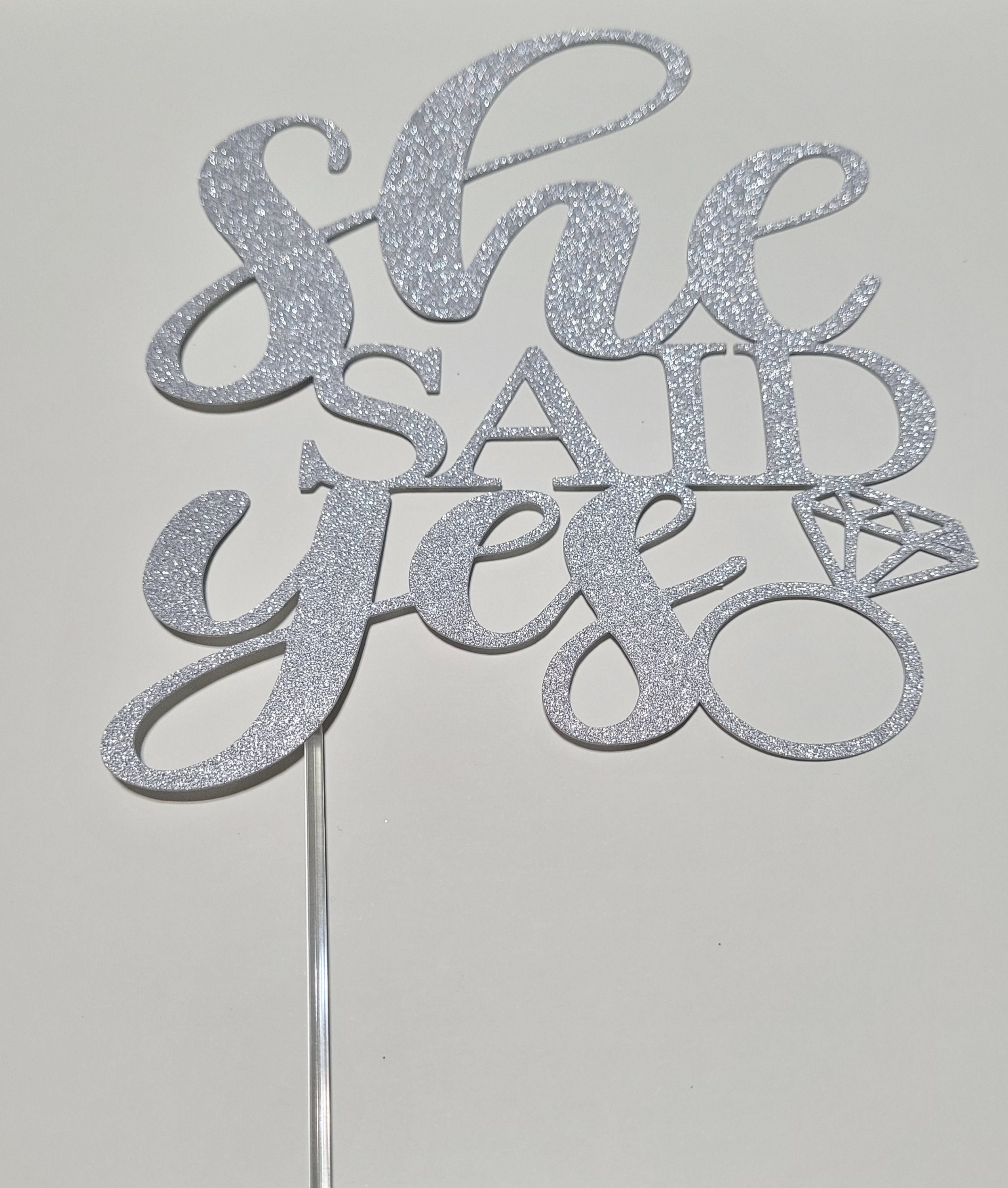 She Said Yes Engagement Glitter Cake Topper - Etsy