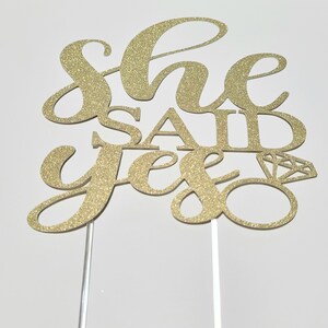She Said Yes Engagement Glitter Cake Topper - Etsy