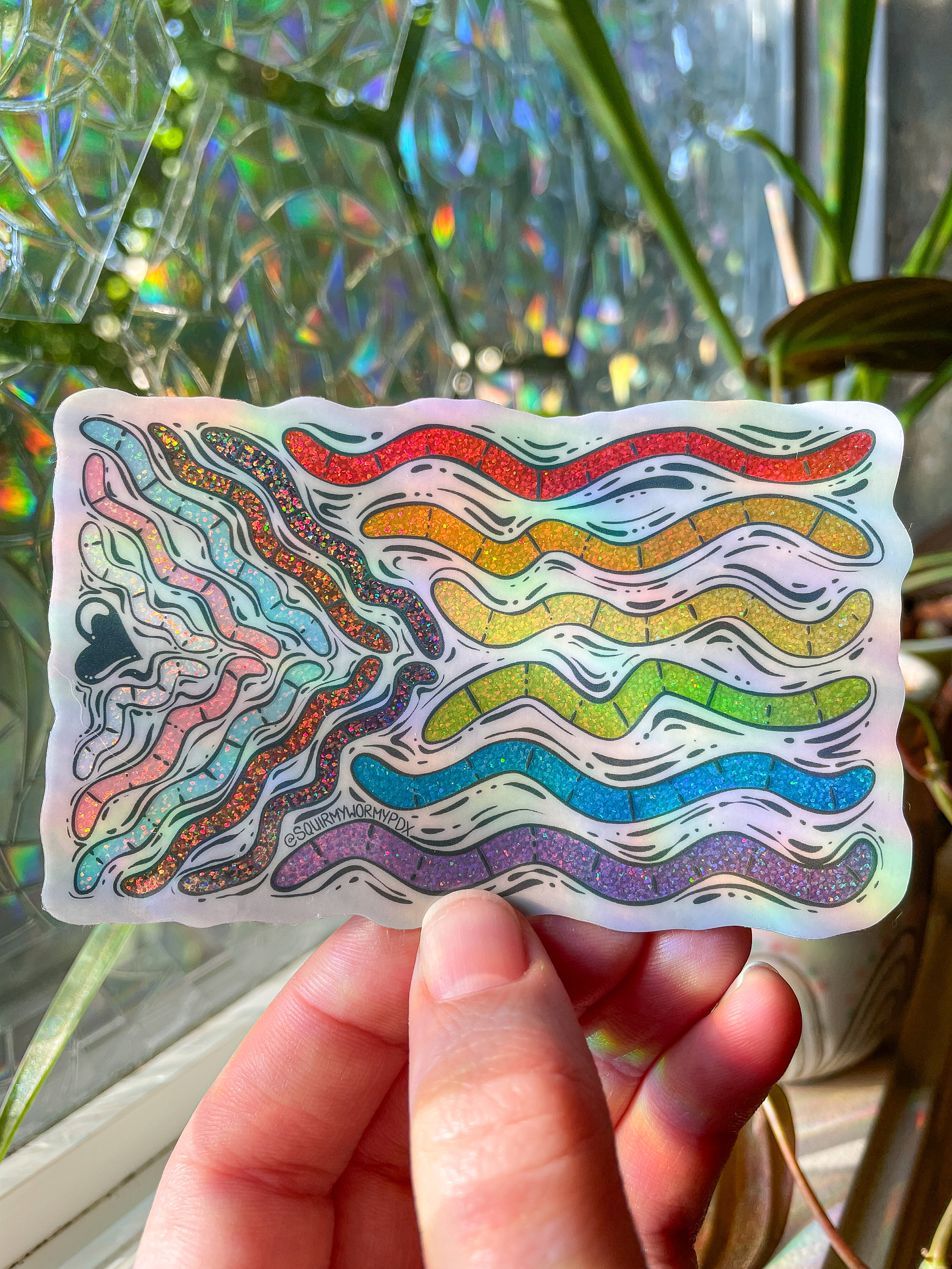 Worm Progress Pride Flag Sparkly Vinyl Sticker - Etsy
