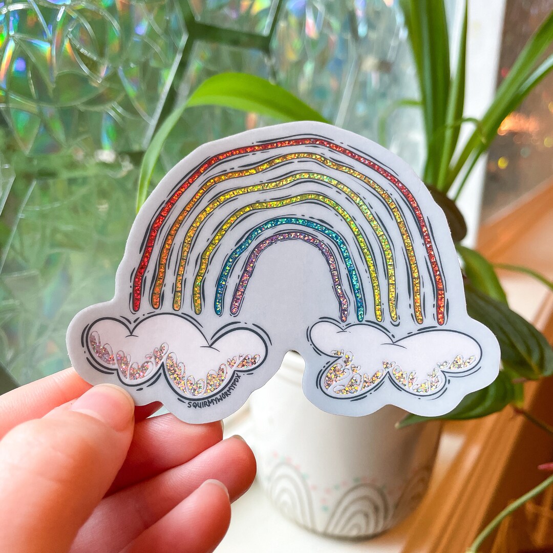 Worm Rainbow Sparkly Vinyl Sticker - Etsy
