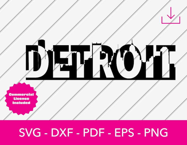 Detroit Logo Svg Detroit Michigan Skyline Cityscape - Etsy