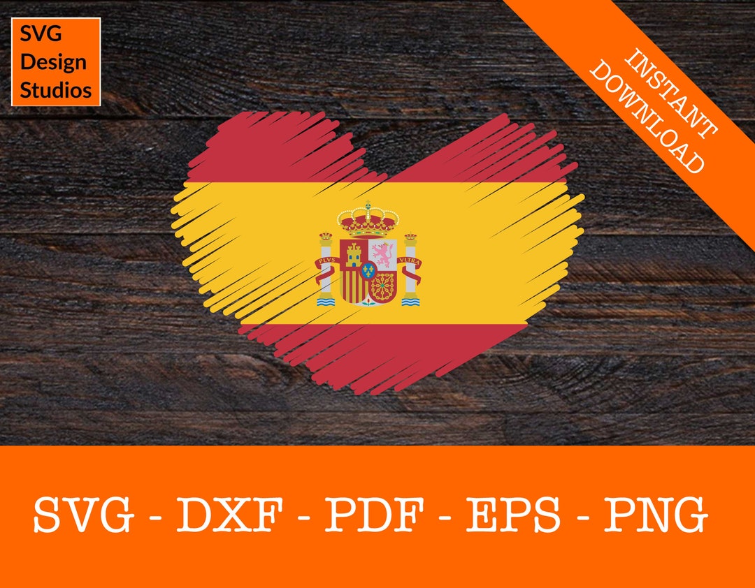 I Love Spain Spanish Heart Flag Silhouette Shadow SVG Cut File - PNG ...