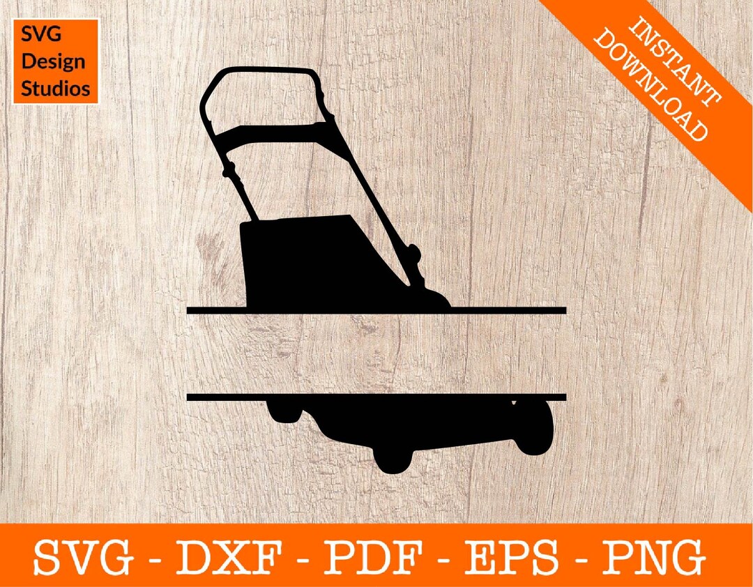 Push Lawnmower Svg, Lawn Mower Svg, Split Frame, Silhouette SVG Cut ...
