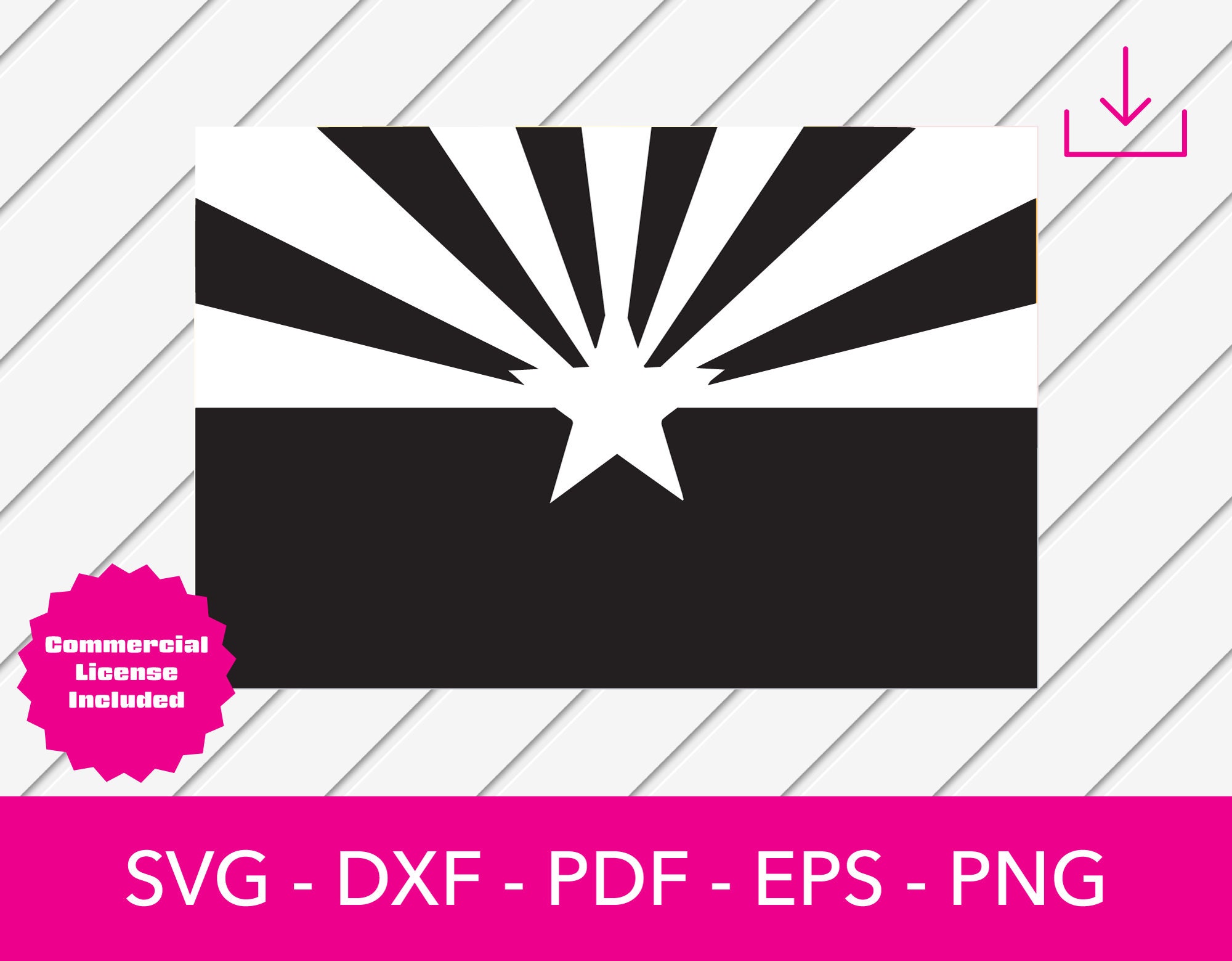 Arizona Flag Svg, Black and White Arizona State Flag Svg- PNG - DXF ...
