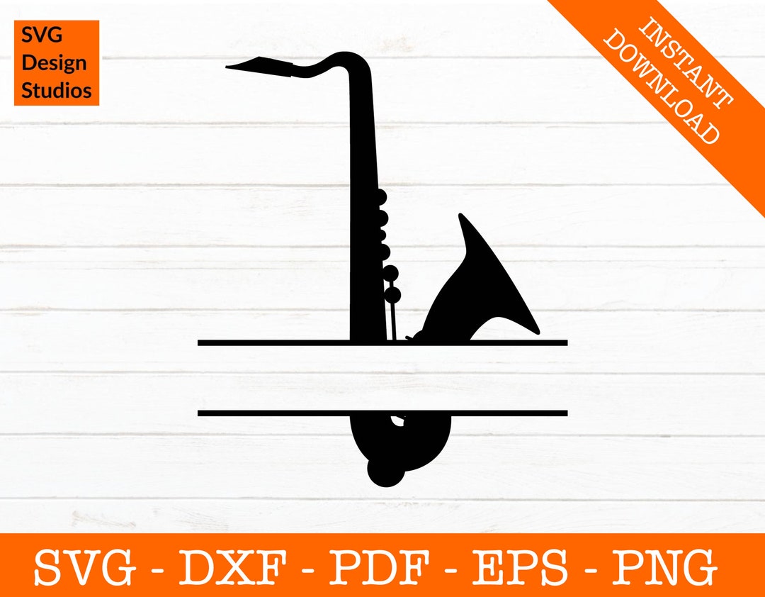 Sax Svg, Split Frame, Saxophone Instrument Svg, Jazz Svg, Silhouette ...
