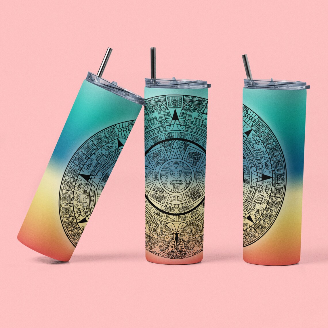 20 Oz Skinny Tumbler Mexico Mexican Aztec Calendar Wrap - Etsy