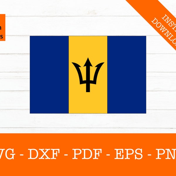 Barbados Flag Svg - Etsy