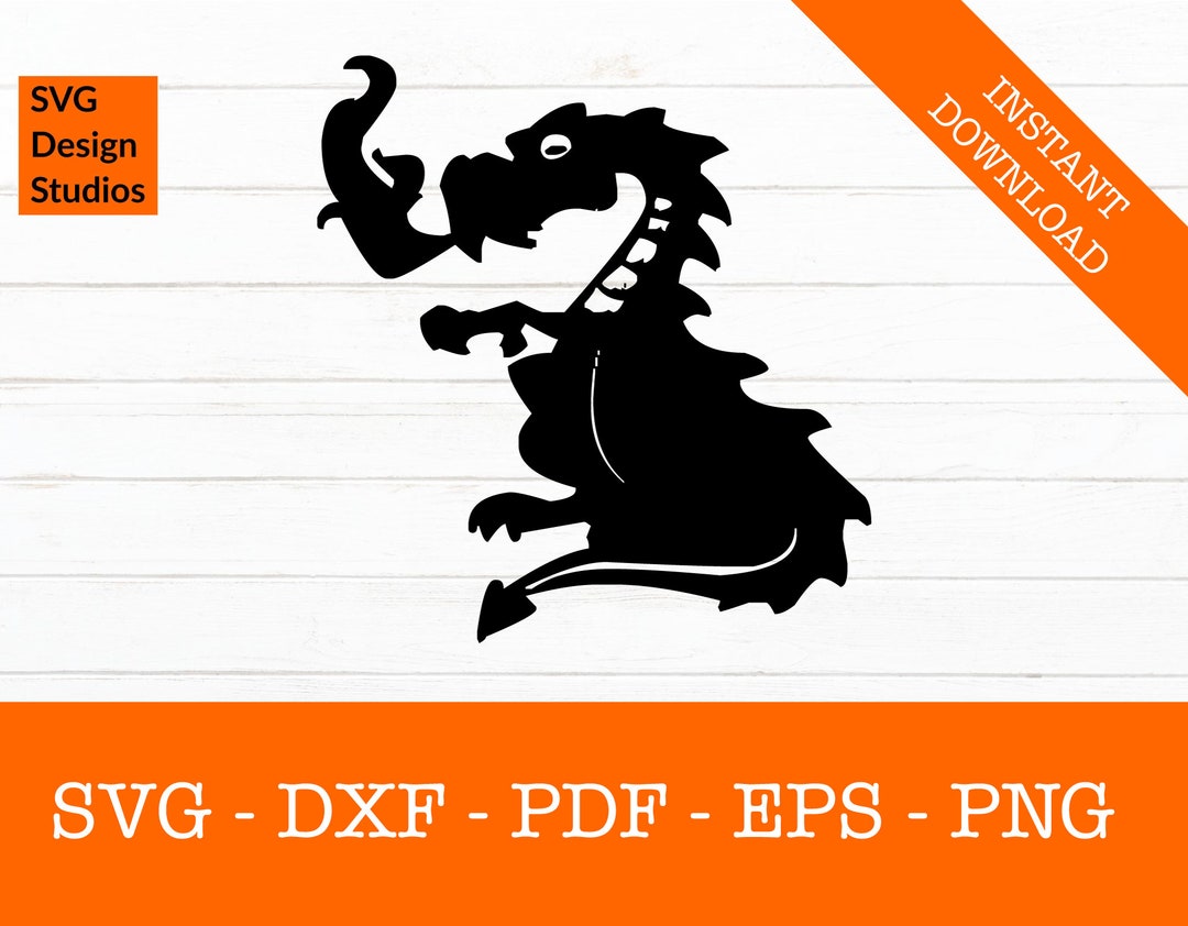 Cartoon Fire Dragon Svg, Silhouette Shadow SVG Cut File - PNG - DXF ...