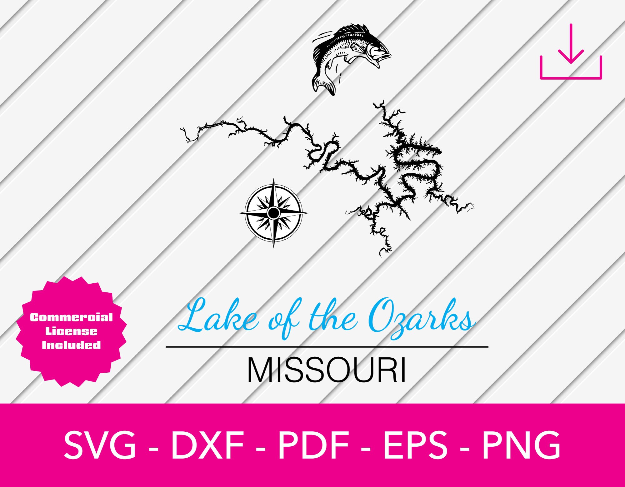 Lake of the Ozarks Svg, Lake Ozark Svg, Lake of the Ozarks Map SVG Cut ...