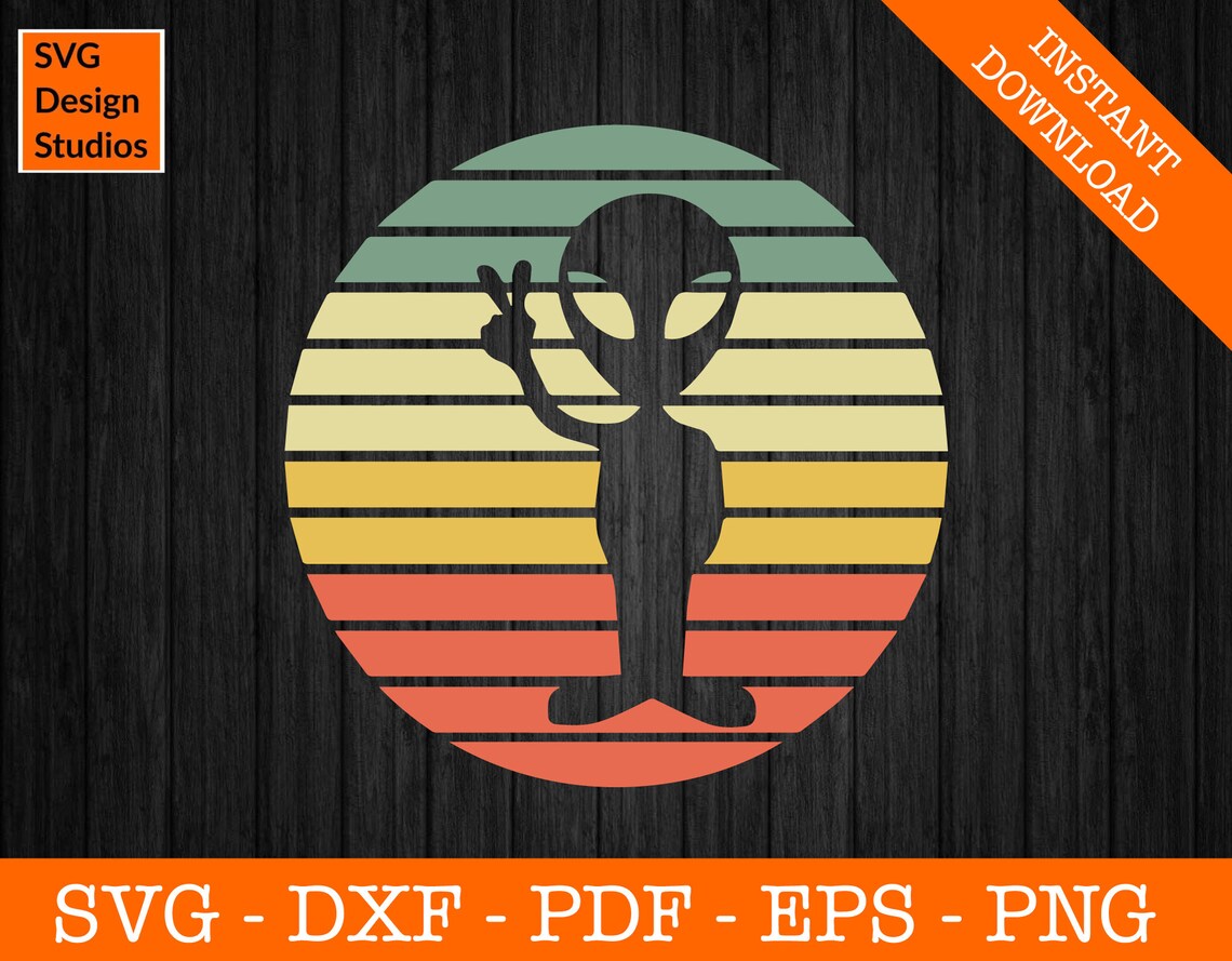 Retro Peace Alien Svg UFO Svg Peace Svg Silhouette SVG Cut - Etsy