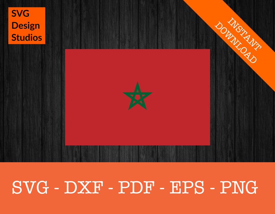 Morocco Moroccan Flag SVG Cut File - PNG - DXF - Cricut - Vector ...