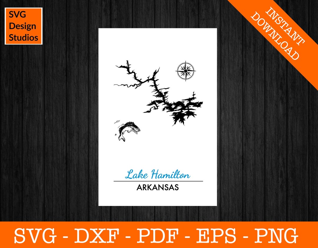 Lake Hamilton, Arkansas - Map Shape SVG Cut File - PNG - DXF - Cricut ...