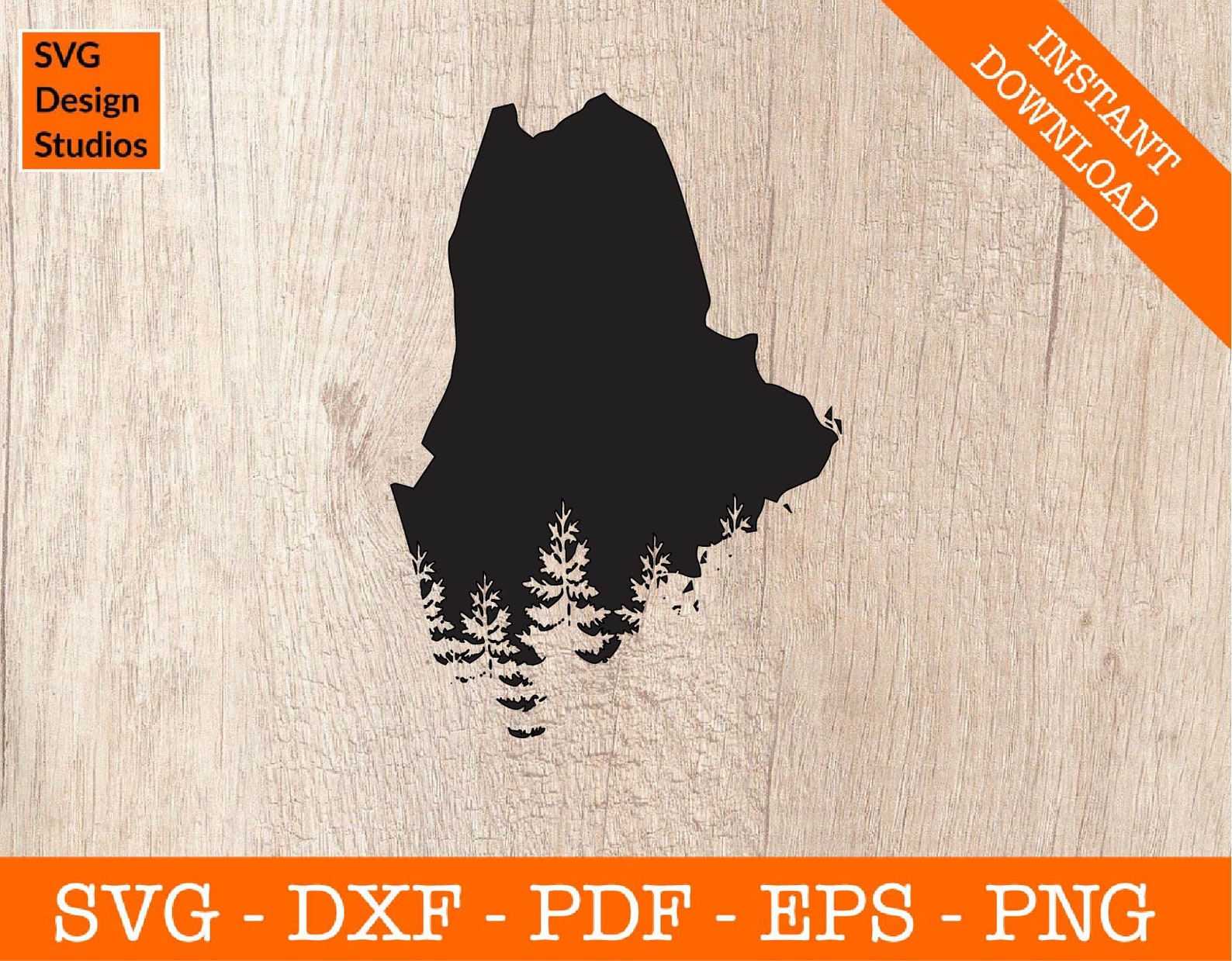Maine Map With Trees Svg Forest Svg Maine State Svg - Etsy