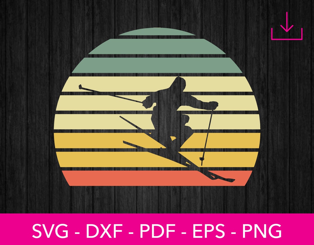 Retro Ski Svg, Skiing Svg, Sunset Ski Jump Svg, Colorado Svg Cut File ...