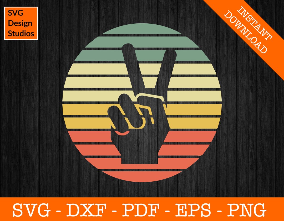 Retro Peace Hand Sign Svg, Hippie Svg, Silhouette Shadow SVG Cut File ...