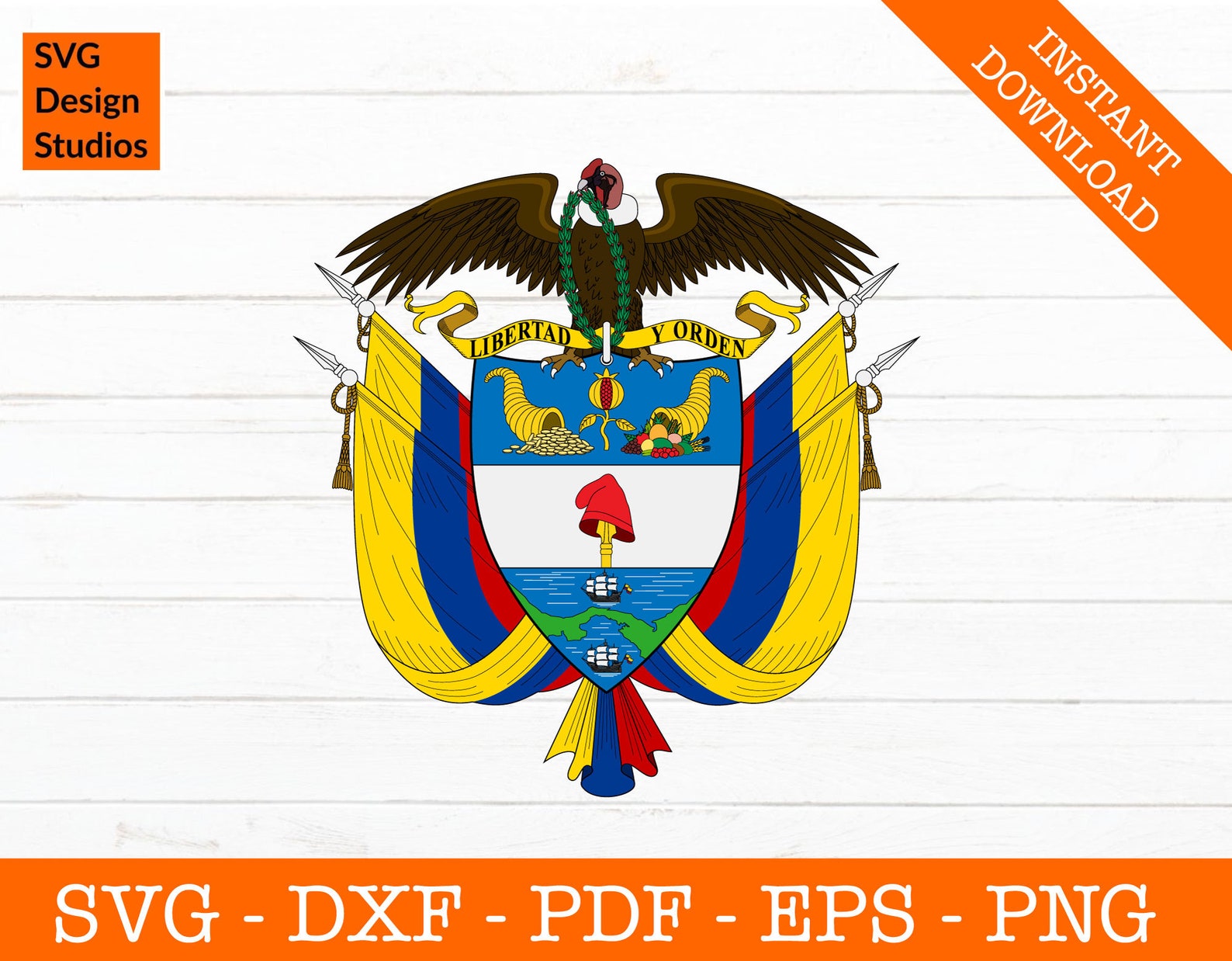 Colombia Crest Svg, Seal, Colombian National Flag Clipart SVG Cut File ...