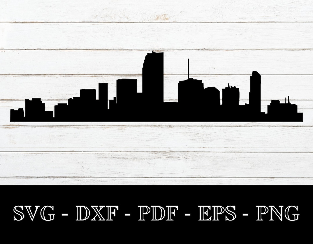 Miami, Florida Skyline Cityscape Silhouette Shadow SVG Cut File - PNG ...