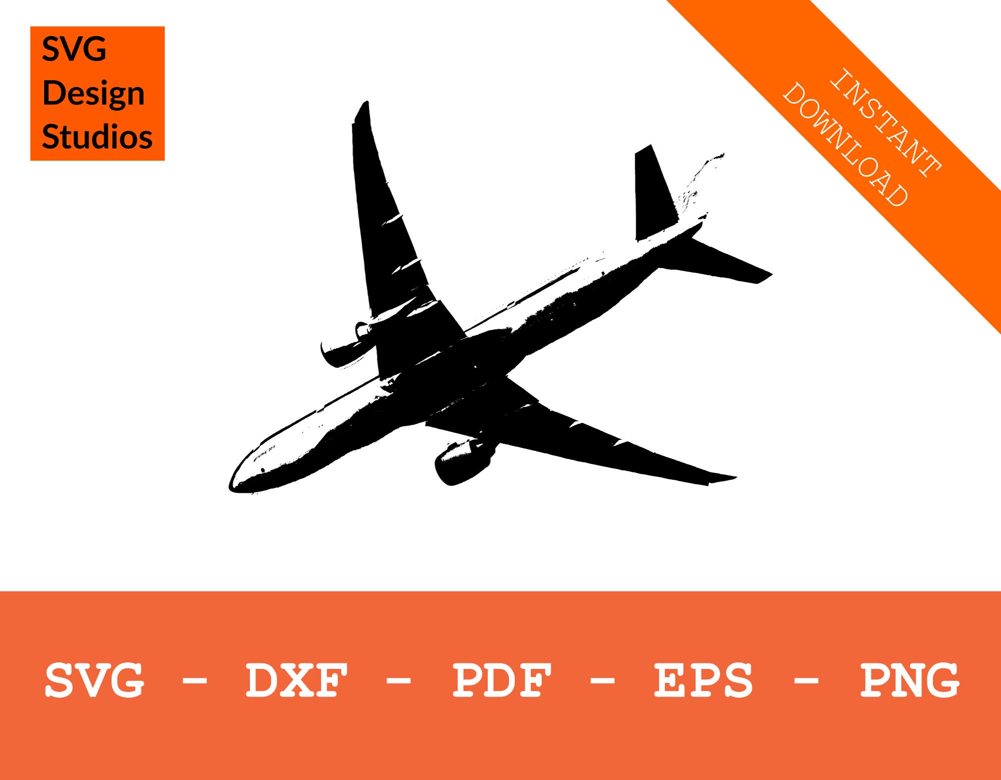 Visual Arts Jet svg Silhouette Shadow SVG Cut File DXF Airliner Svg ...