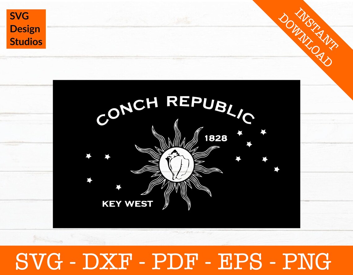 Black and White Conch Republic Flag Svg Key West Florida Svg | Etsy
