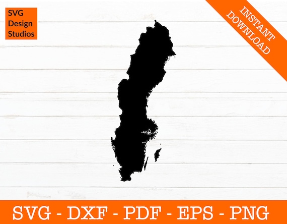 Sweden Svg Sweden Map Svg Swedish Map Cut File Png Dxf - Etsy