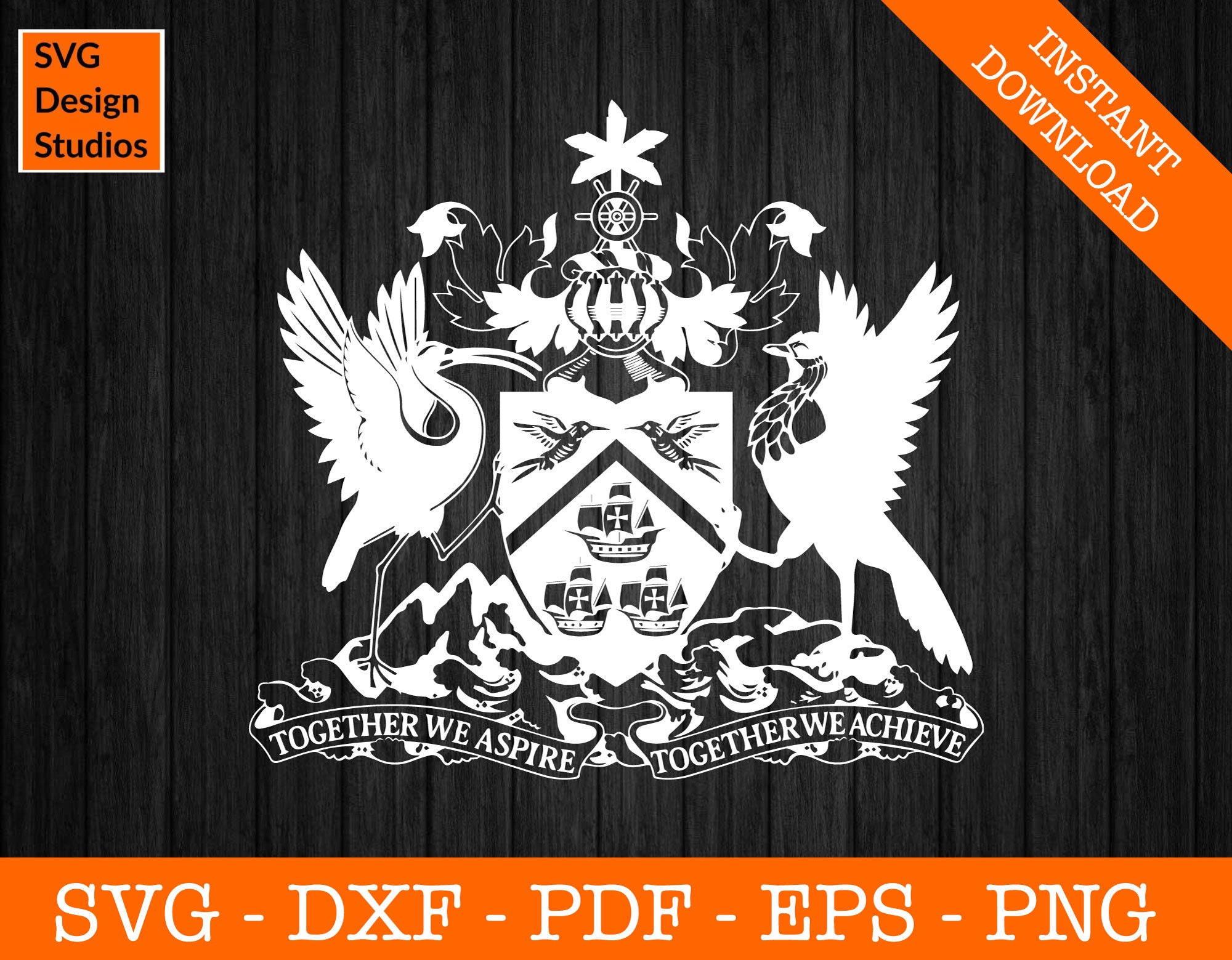 Trinidad and Tobago Seal, Flag, Badge, Coat of Arms Svg - Cut File ...