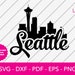 Seattle Svg, Seattle Skyline Svg, Cityscape Silhouette Shadow SVG Cut ...