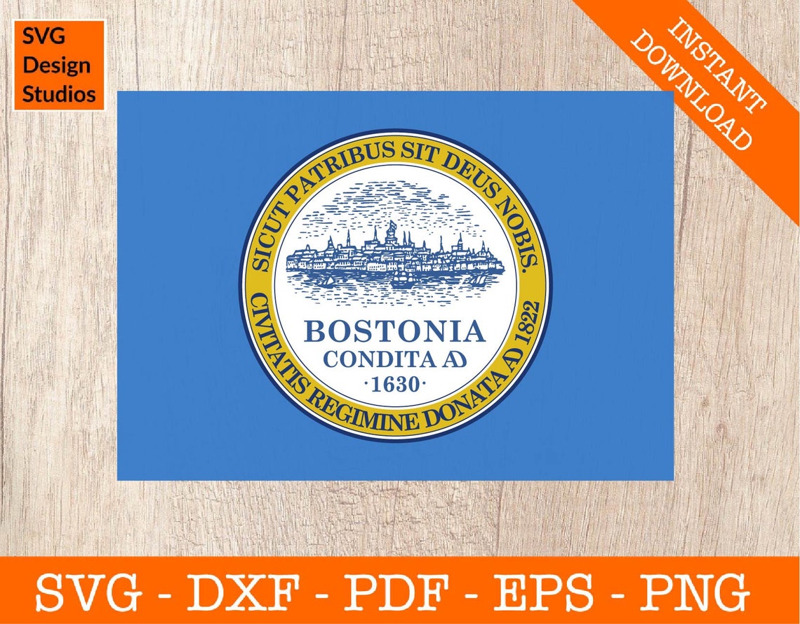 Boston Flag Svg, Boston Seal Svg, Boston, Mass Silhouette SVG Cut File ...