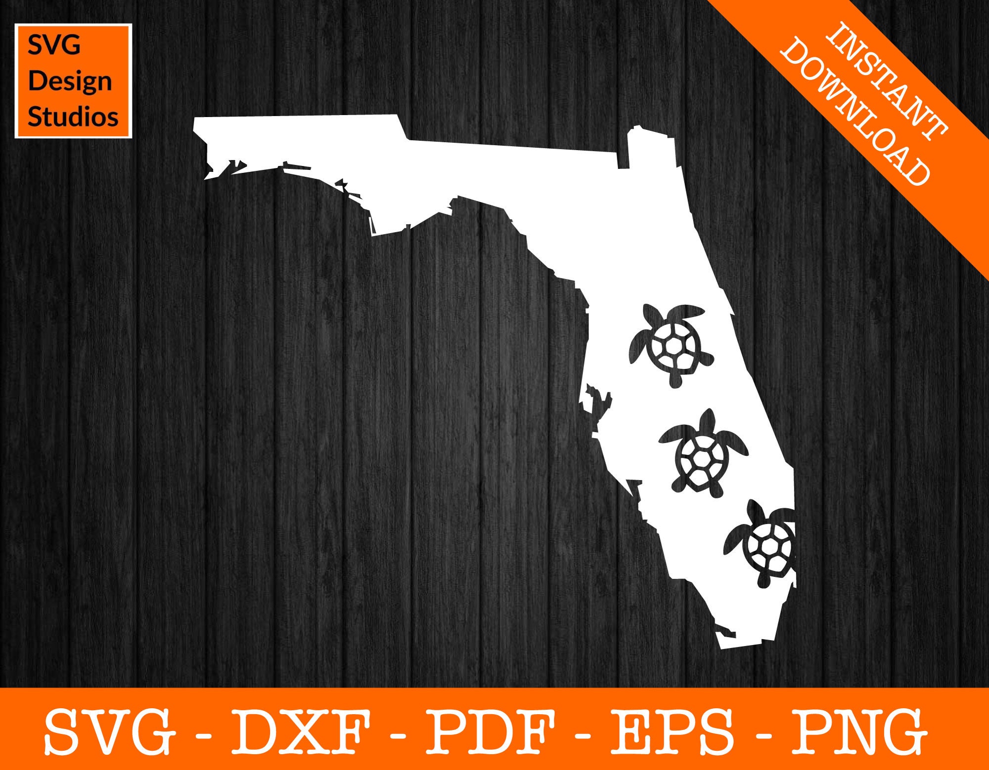 Florida State Map With Sea Turtles Svg, Florida Svg, Beach Svg - SVG ...