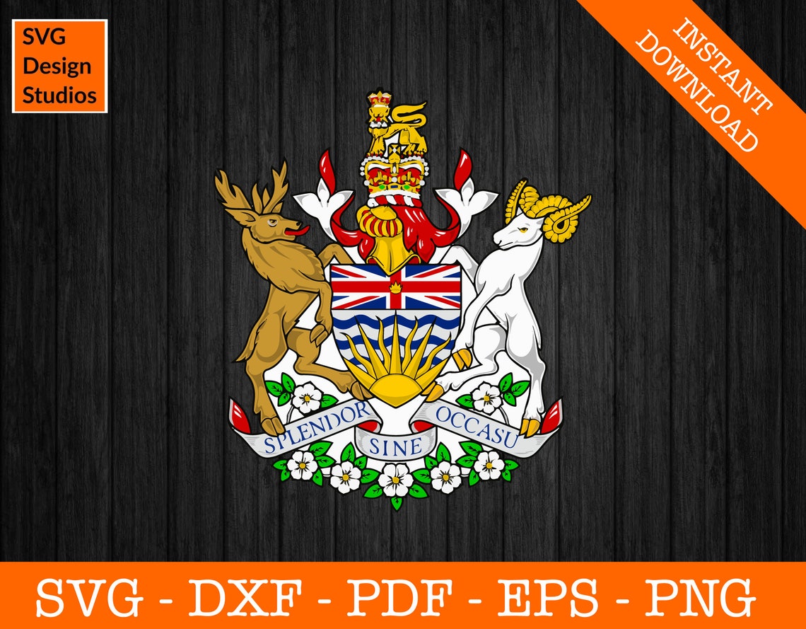 British Columbia Seal Svg, Canada Svg, Coat of Arms, Flag, Badge - Cut ...