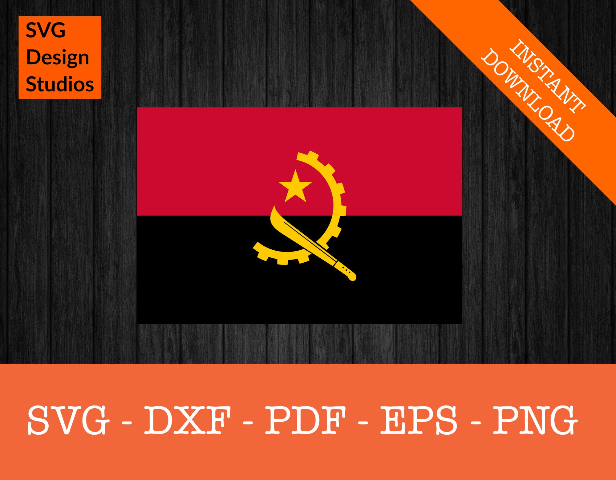 Angola Angolan Flag SVG Cut File - PNG - DXF - Cricut - Vector Clipart ...