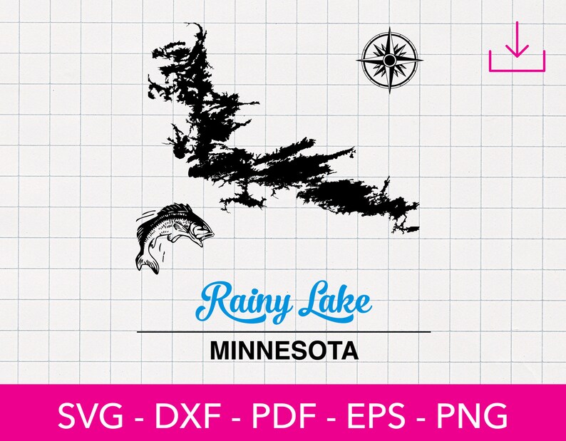 Rainy Lake Minnesota Map Shape SVG Cut File PNG DXF - Etsy