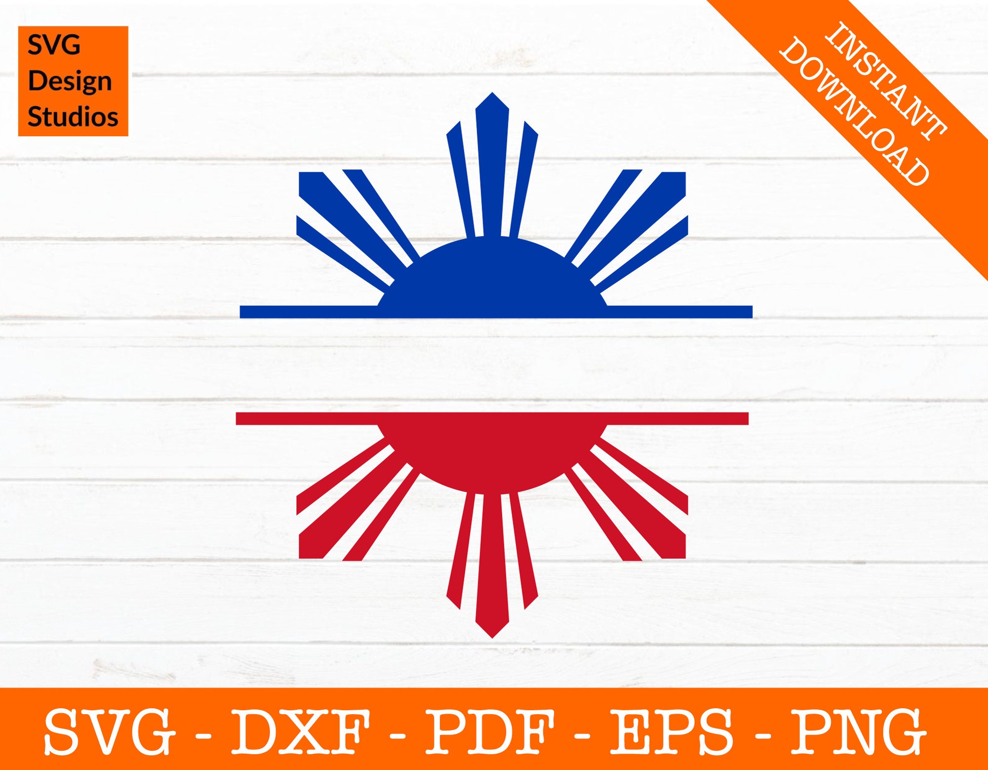 Red and Blue Philippines Flag Sun Split Name Frame Svg | Etsy